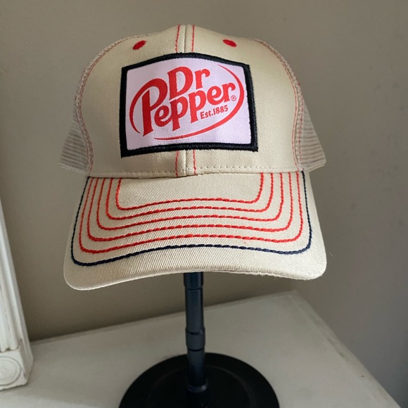 unbranded | Accessories | Dr Pepper Beige And Red Trucker Hat Nwot ...
